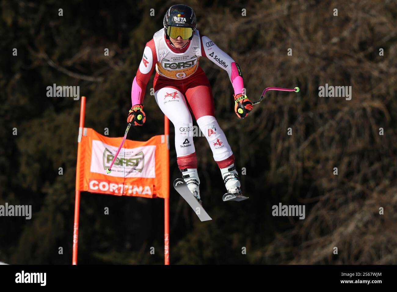Austria's Stephanie Venier speeds down the course during an alpine ski ...
