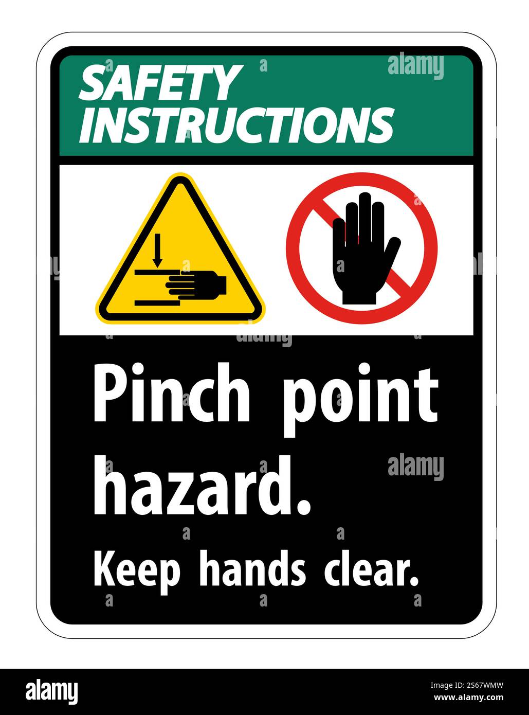 Safety Instructions Pinch Point Hazard,Keep Hands Clear Symbol Sign ...