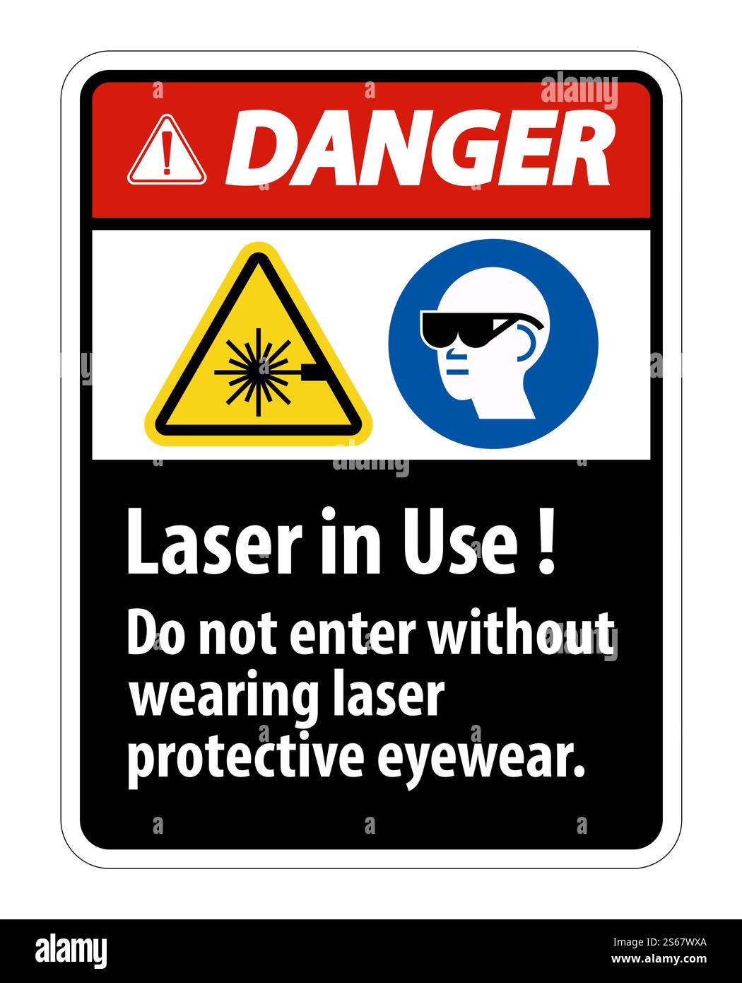 Danger Warning PPE Safety Label,Laser In Use Do Not Enter Without ...