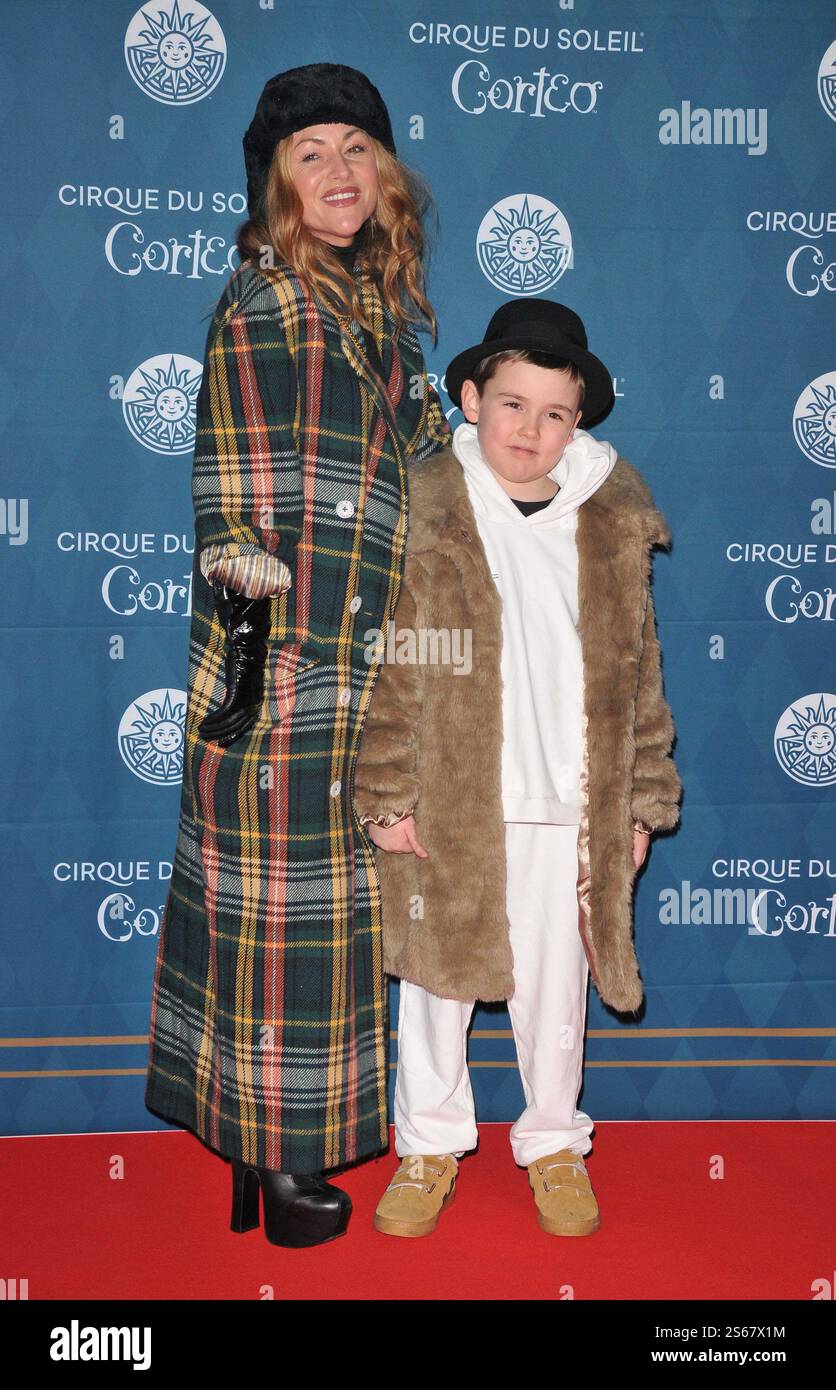 London, UK. 15th Jan, 2025. Jaime Winstone and her son at the "Cirque ...