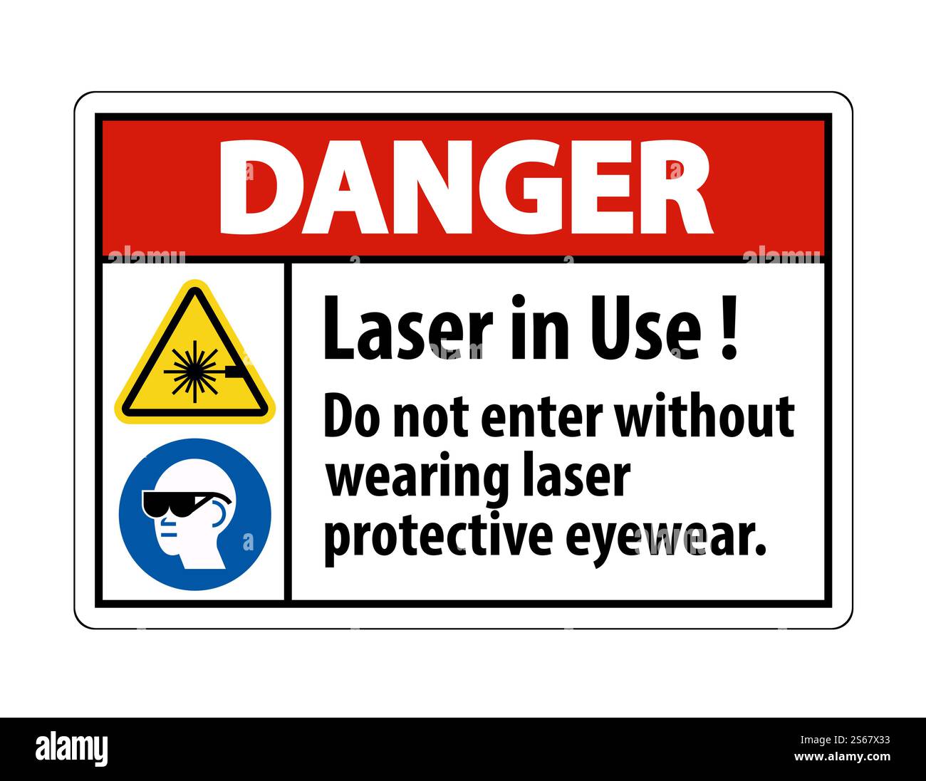 Danger Warning PPE Safety Label,Laser In Use Do Not Enter Without ...