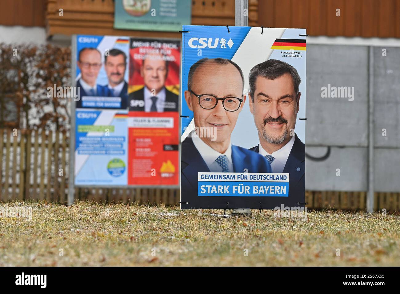 Wahlplakat der CDU CSU und der SPD in Bayern vor der Wahl 2024. *** CDU ...