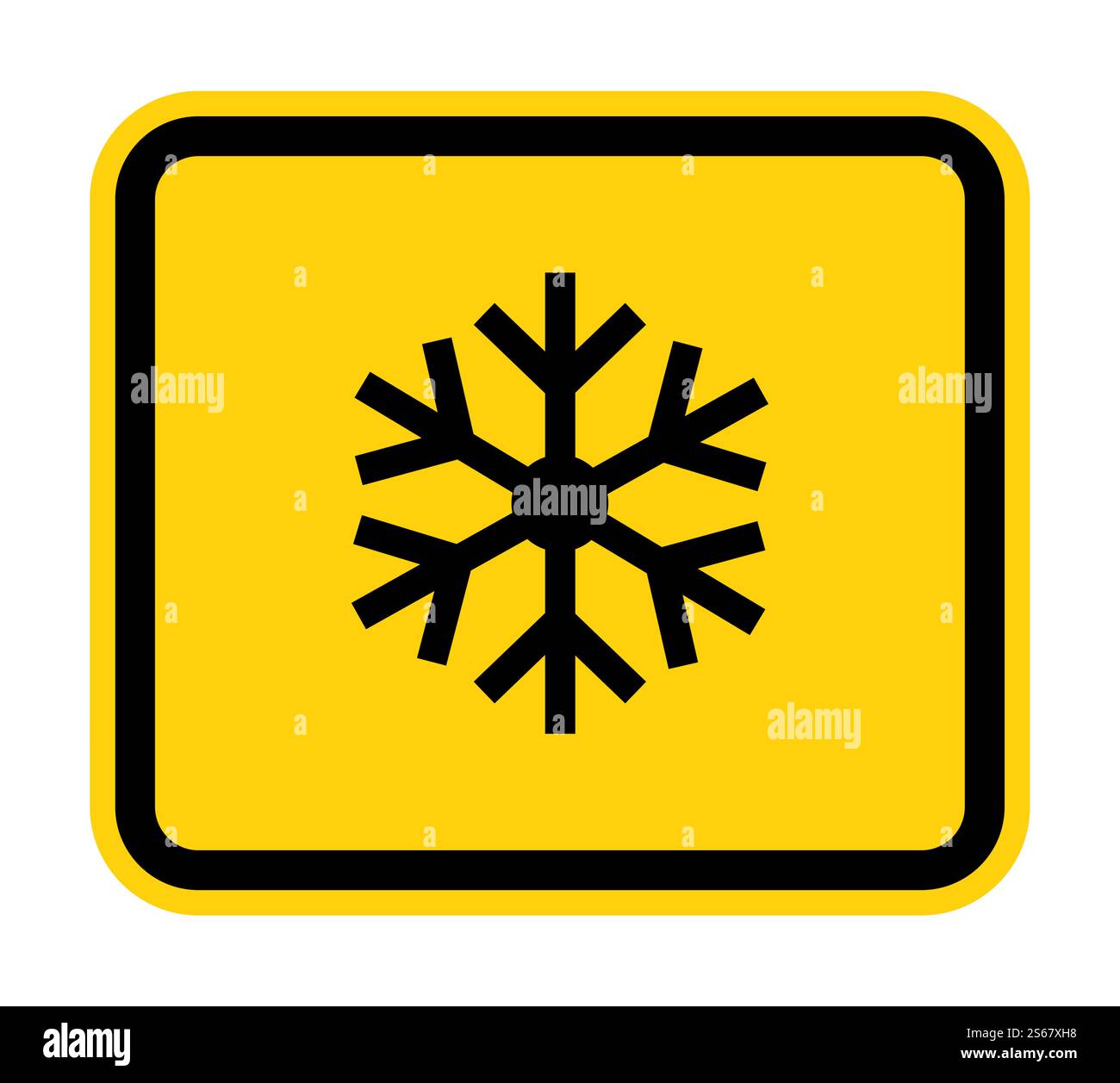 triangle warning sign with snowflake symbol Isolate On White Background ...