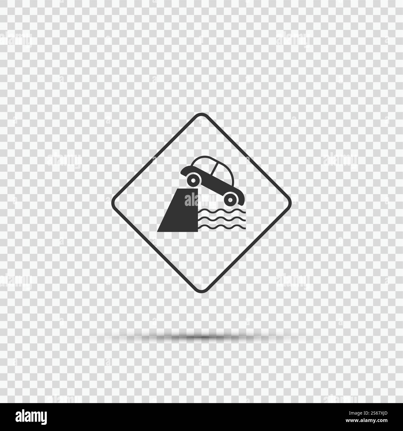 caution cliff ahead sign on transparent background,vector illustration ...