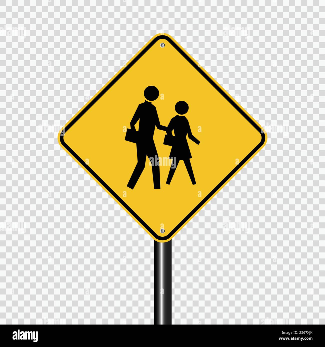school crossing sign on transparent background,vector illustration ...