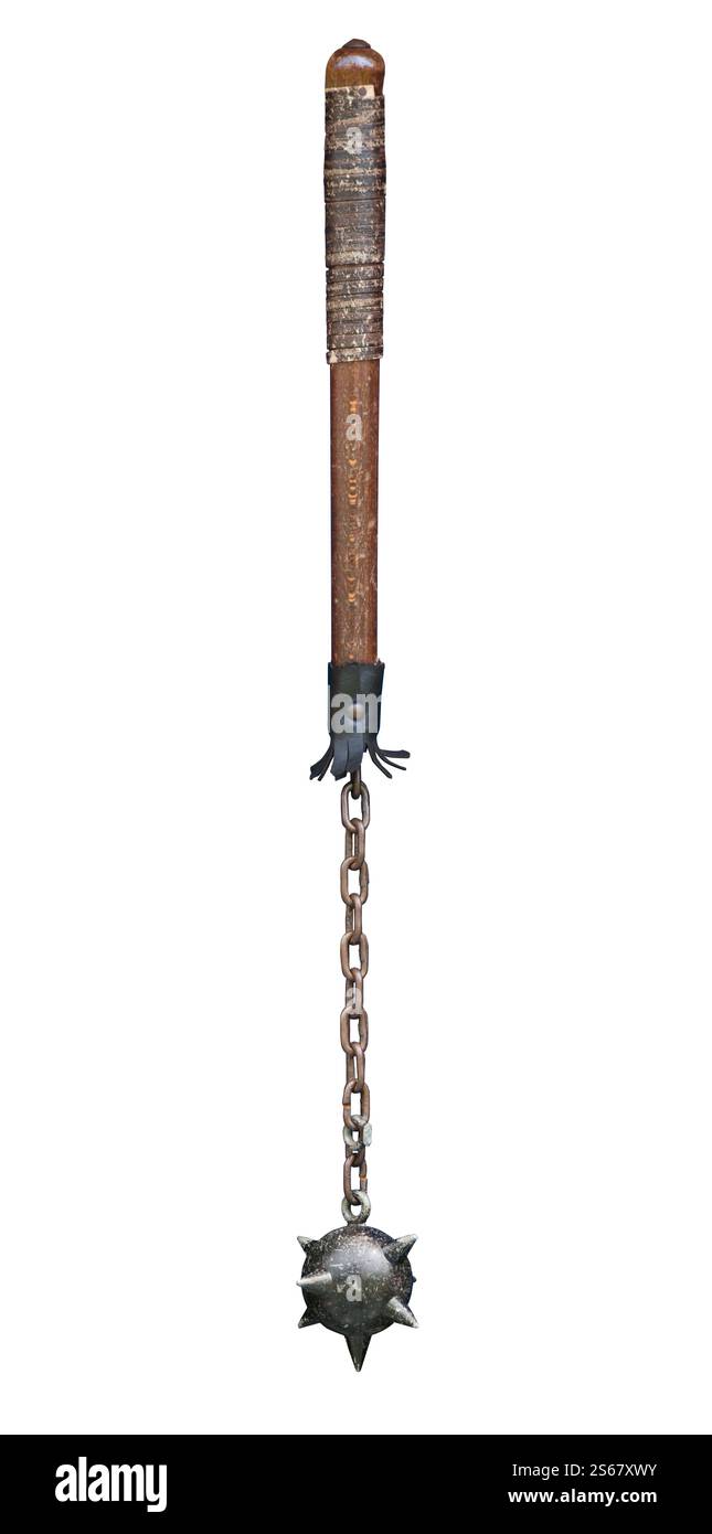 A spiked ball and chain weapon known as a morningstar Stock Photo - Alamy