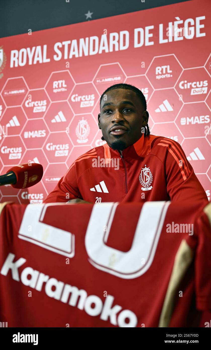 Liege, Belgium. 16th Jan, 2025. Standard's new player Ibrahim Karamoko ...