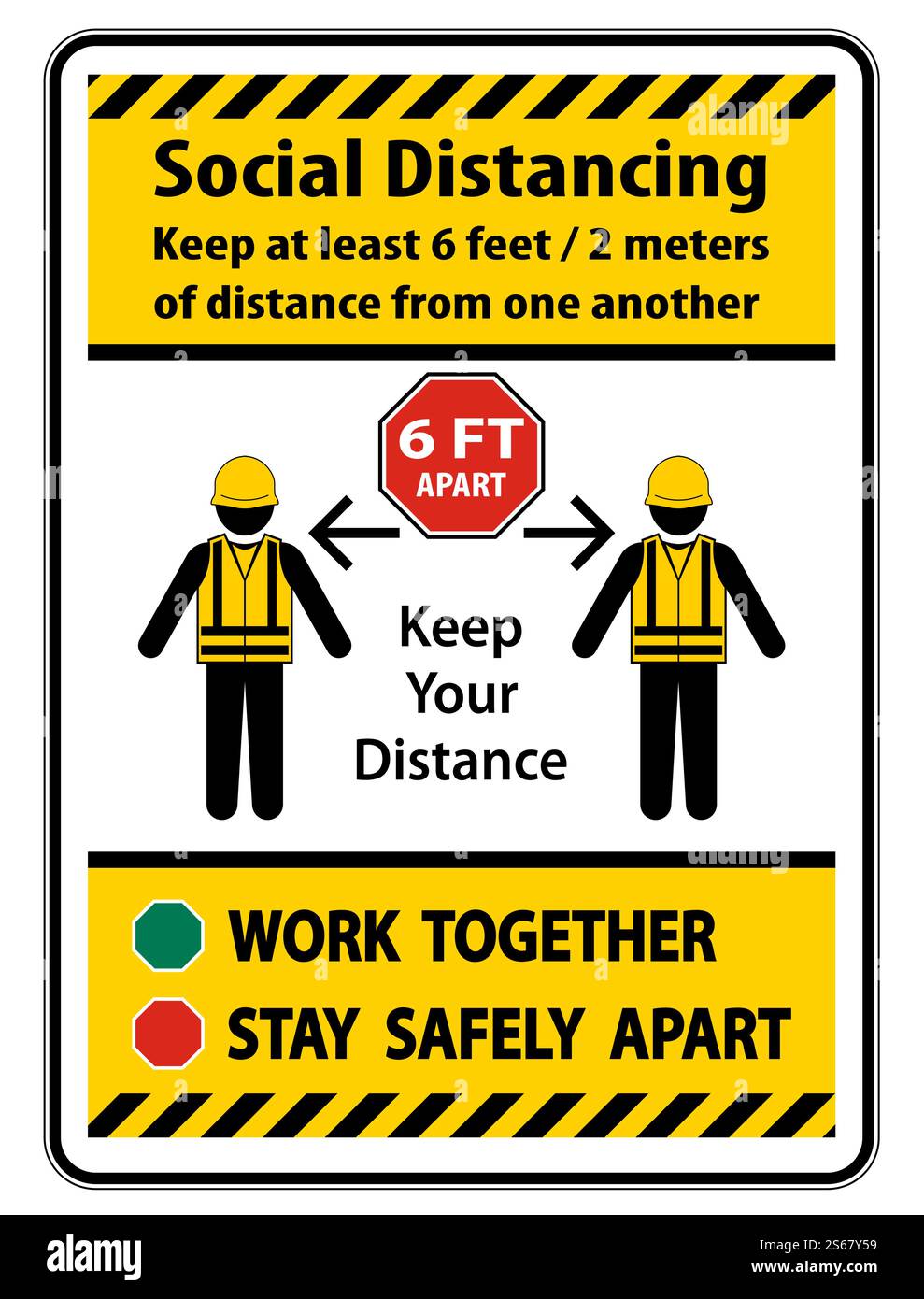 Social Distancing Construction Sign Isolate On White Background,Vector ...