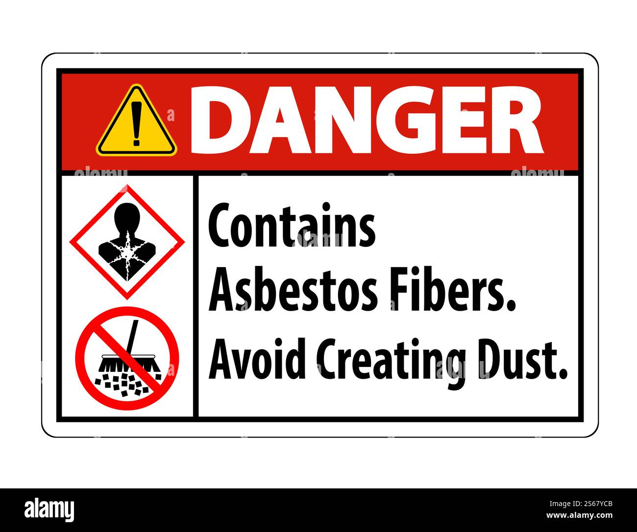 Danger Label Contains Asbestos Fibers,Avoid Creating Dust Stock Vector ...