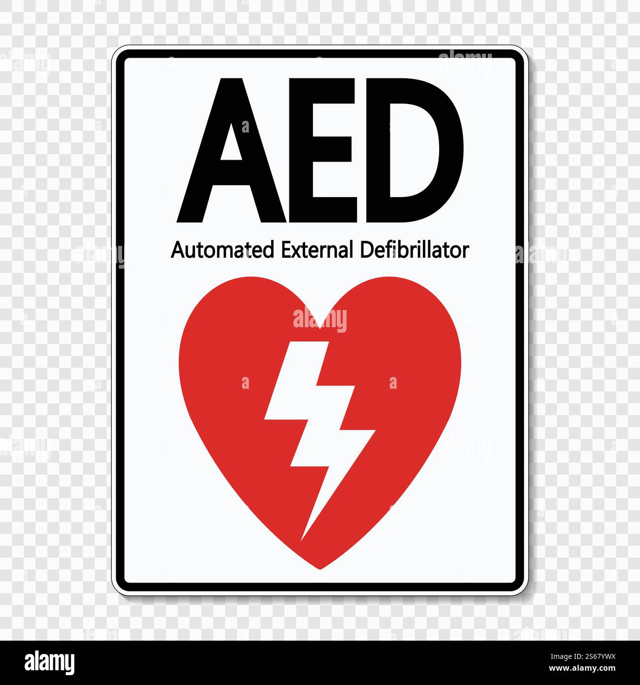 Symbol AED Sign label on transparent background,vector illustration ...