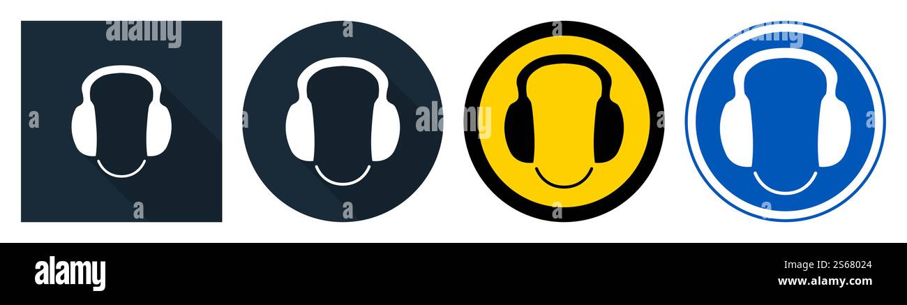 Symbol wear ear protection Sign on black background,vector illustration ...