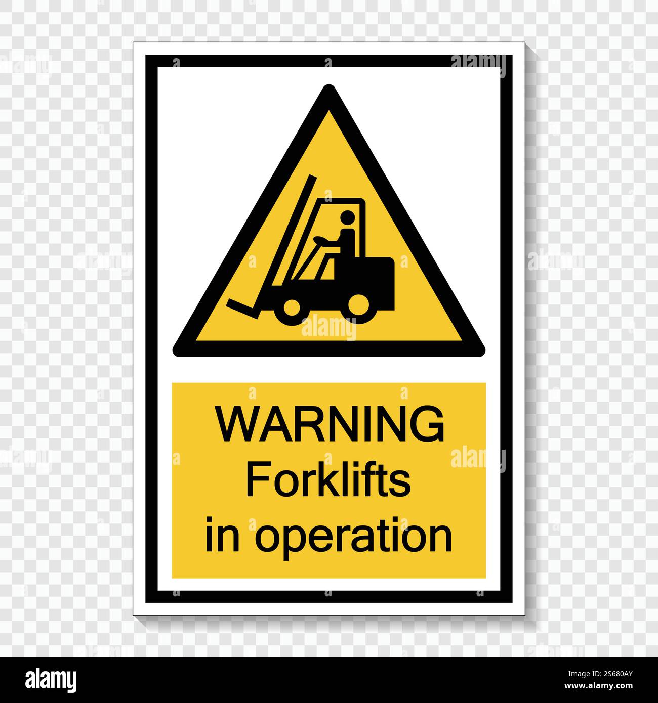 symbol warning forklifts in operation Sign on transparent background ...