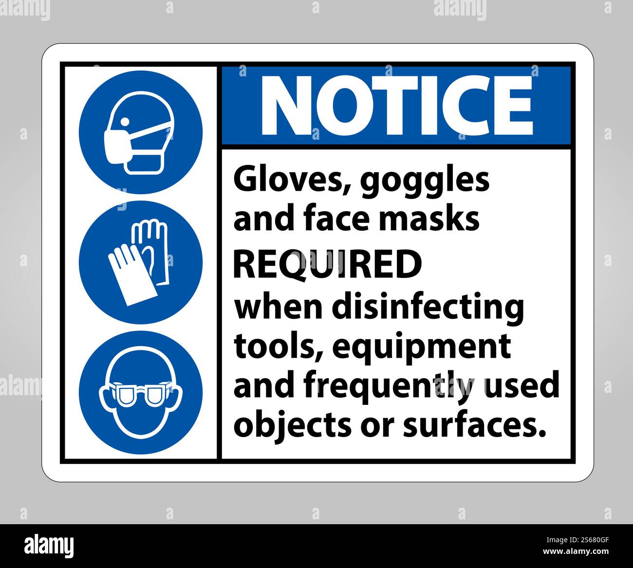Notice Gloves,Goggles,And Face Masks Required Sign On White Background ...