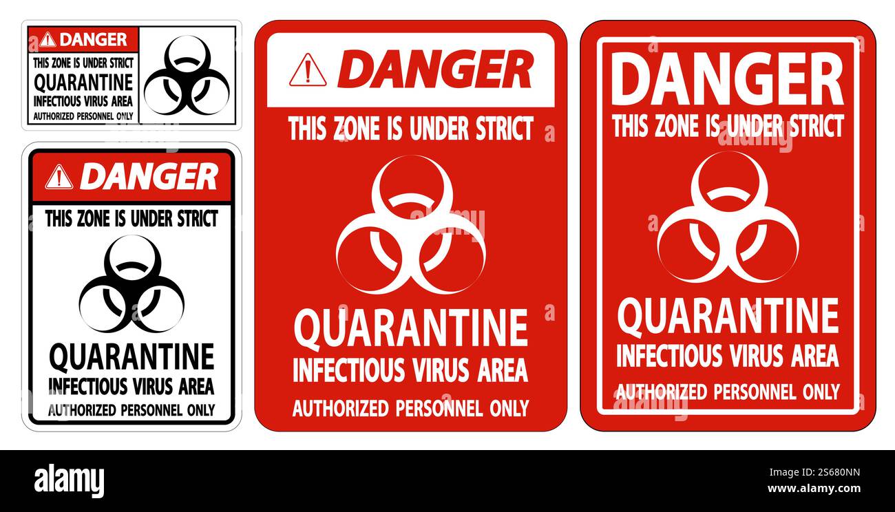 Danger Quarantine Infectious Virus Area Sign Isolate On White ...