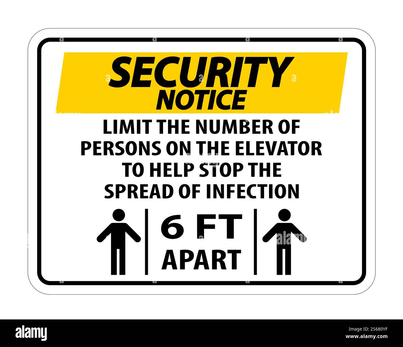 Security Notice Elevator Physical Distancing Sign Isolate On White ...