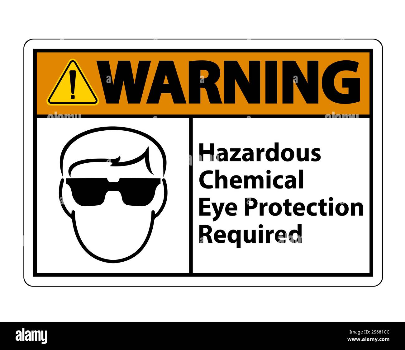 warning Hazardous Chemical Eye Protection Required Symbol Sign Isolate ...