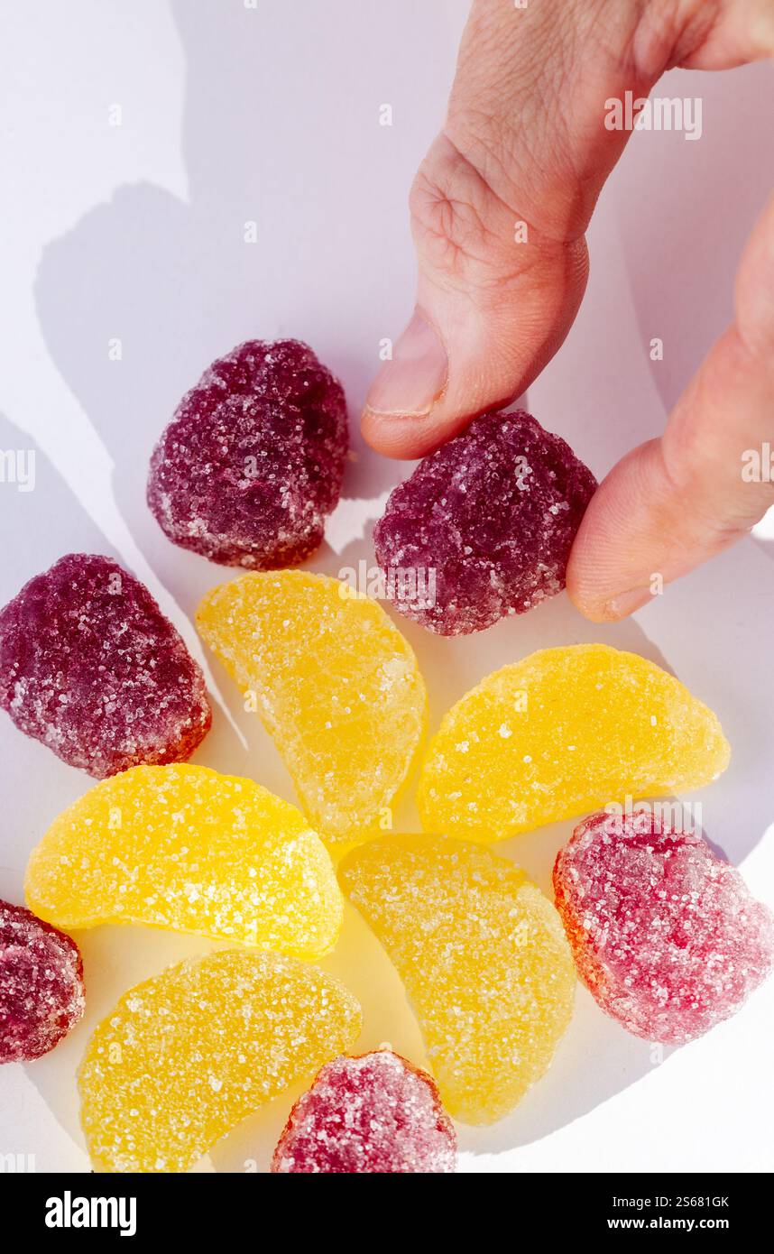 Gummy candies on hand close hi-res stock photography and images - Alamy