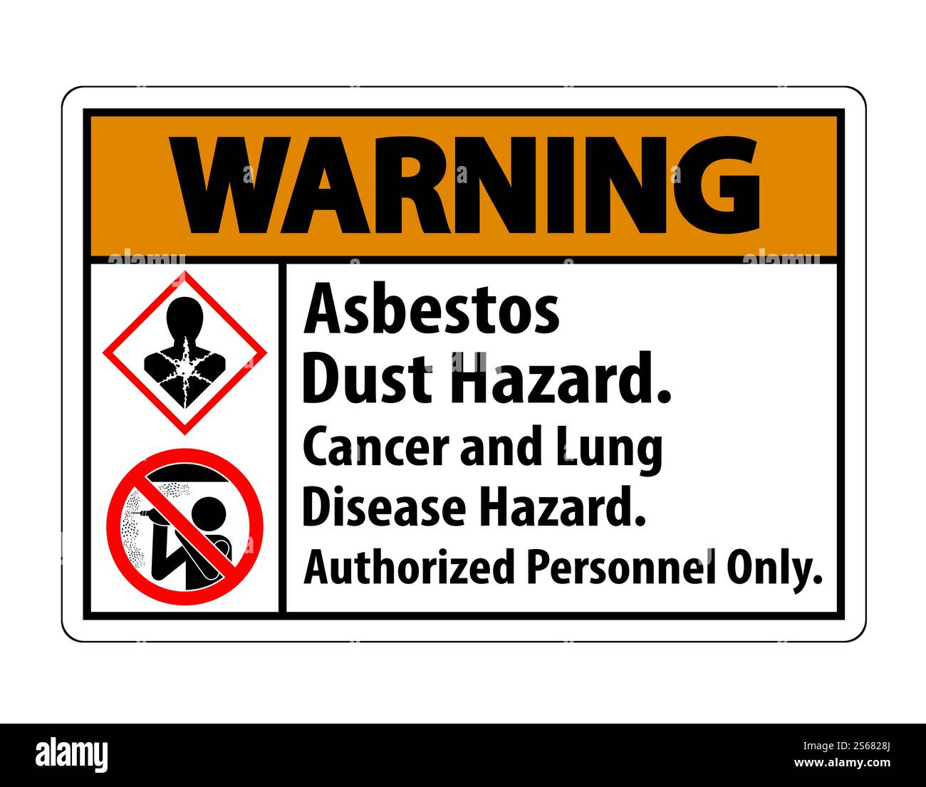 Warning Safety Label,Asbestos Dust Hazard, Cancer And Lung Disease ...