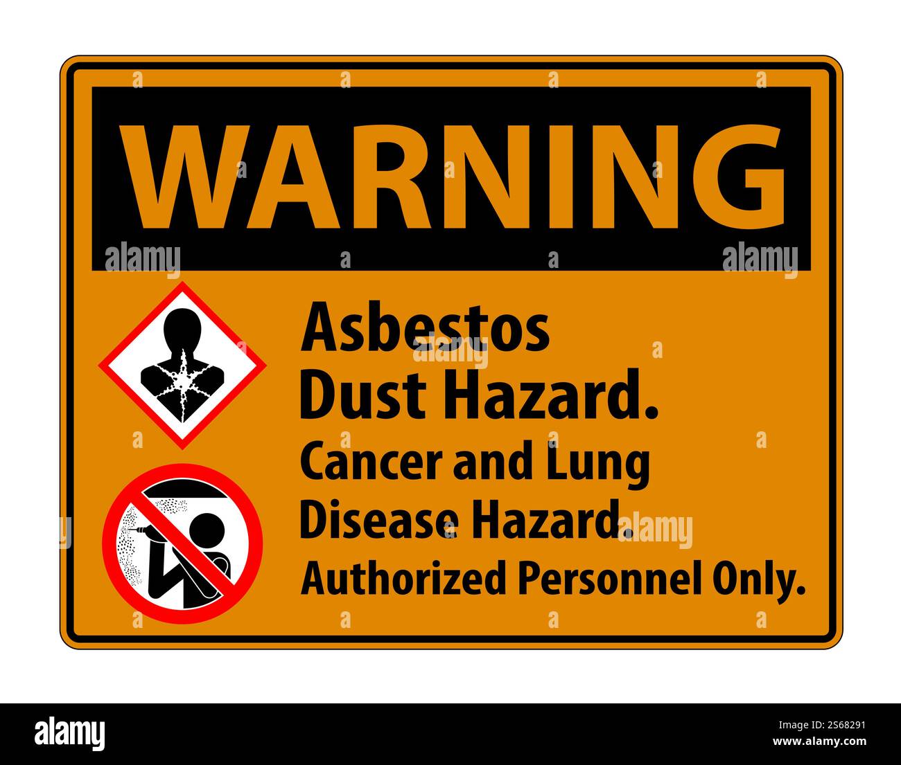 Warning Safety Label,Asbestos Dust Hazard, Cancer And Lung Disease ...