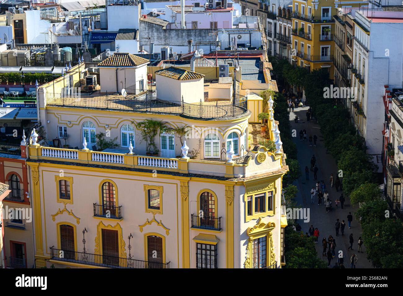 Ancient residential building in the old town, Seville, Spain Stock ...