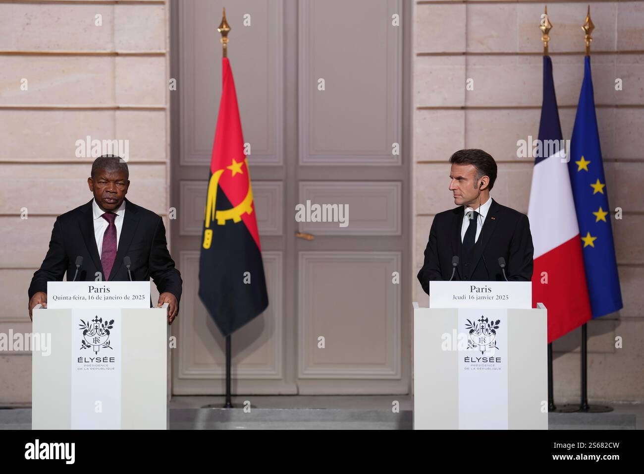 Angola's President João Lourenco and French President Emmanuel Macron ...