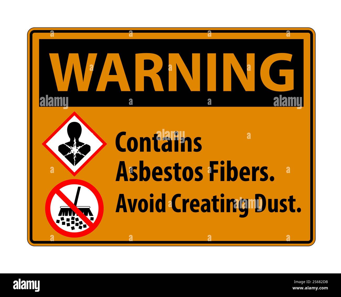 Warning Label Contains Asbestos Fibers,Avoid Creating Dust Stock Vector ...