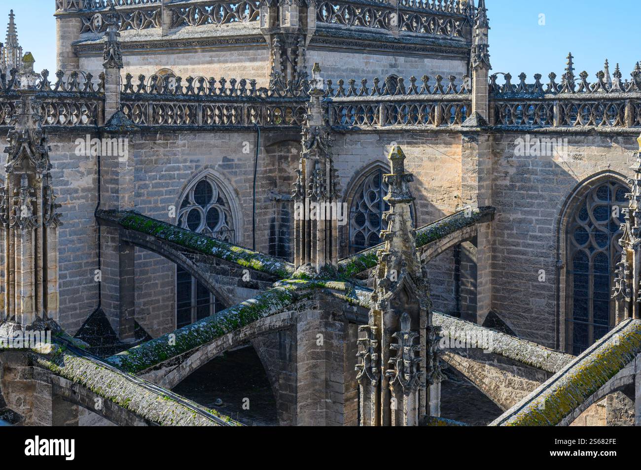 Architectural feature medieval Catholic Cathedral, Seville Stock Photo ...