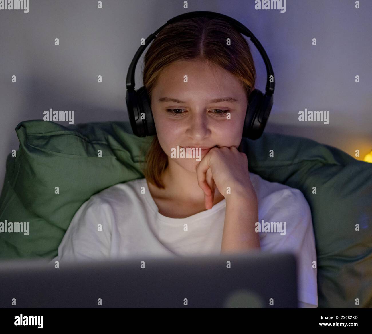 Cute Little Girl Finds It Interesting To Listen To A Podcast With ...