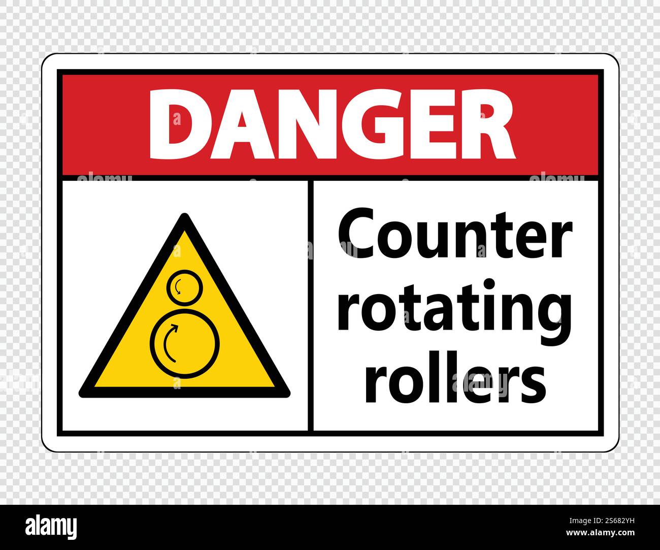 Danger counter rotating rollers sign on transparent background,vector ...