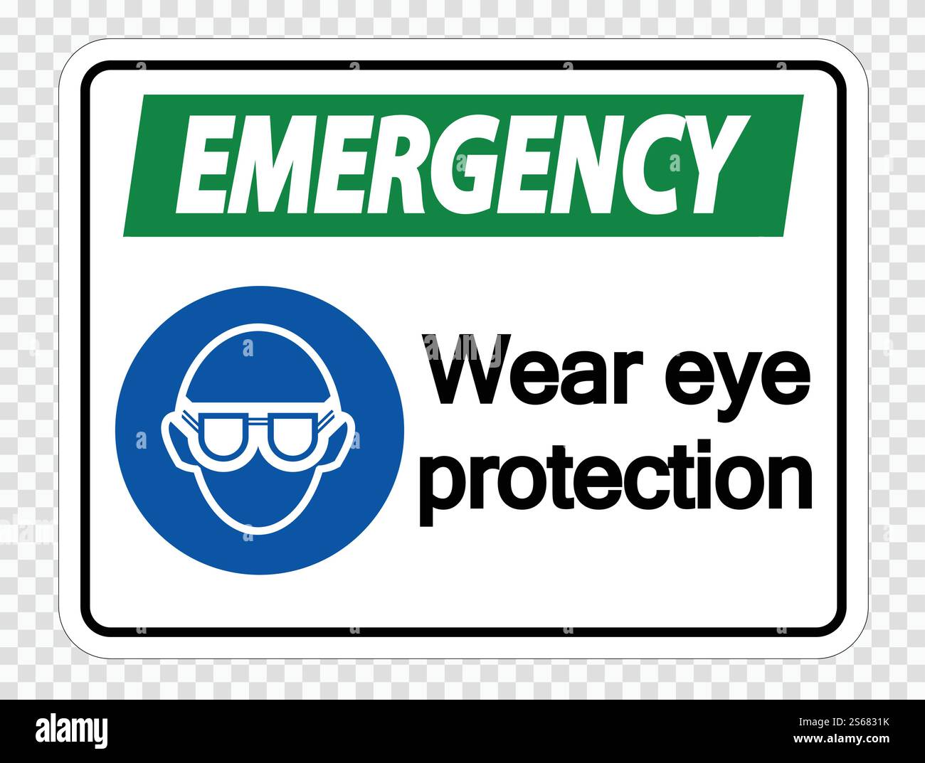 Emergency Wear eye protection on transparent background,vector ...