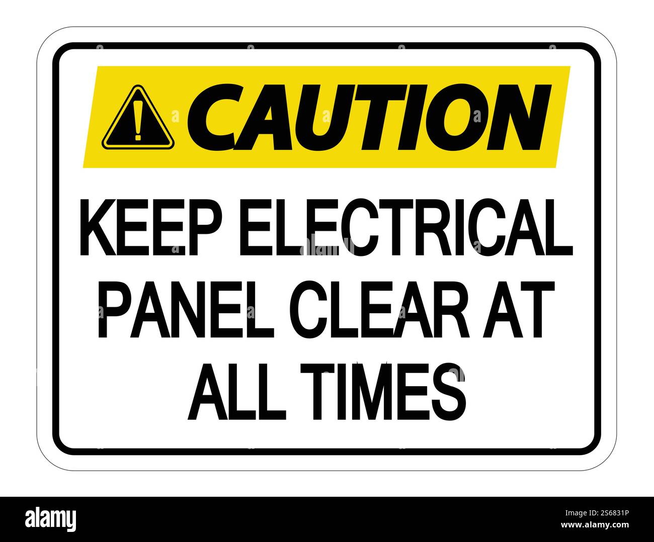 Caution Keep Electrical Panel Clear at all Times Sign on white ...