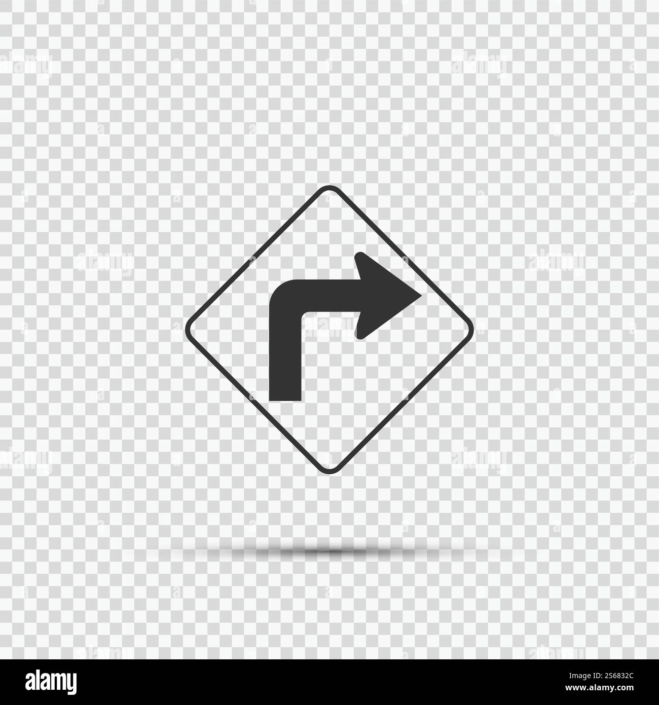right turn ahead traffic sign on transparent background,vector ...
