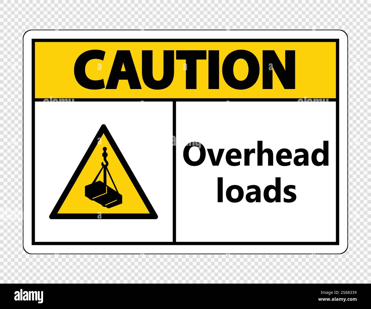 Caution overhead loads Sign on transparent background,Vector ...