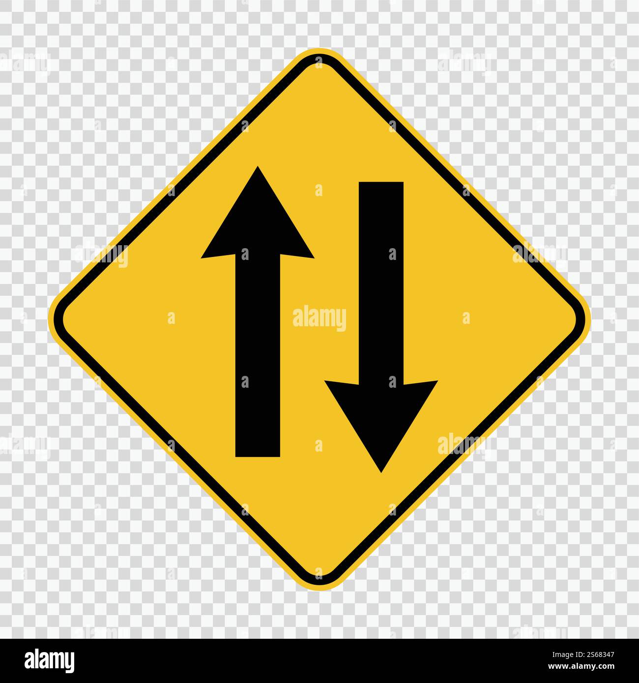 Two way traffic ahead sign on transparent background,vector illustration Stock Vector Image ...