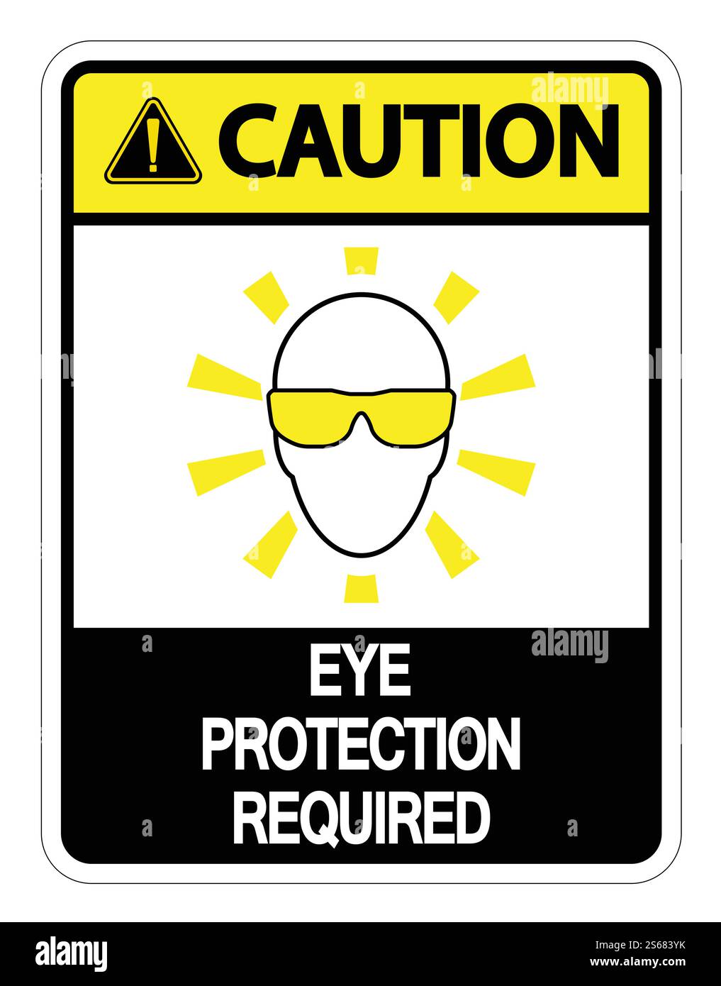 Caution Eye Protection Required Wall Sign on white background,vector ...