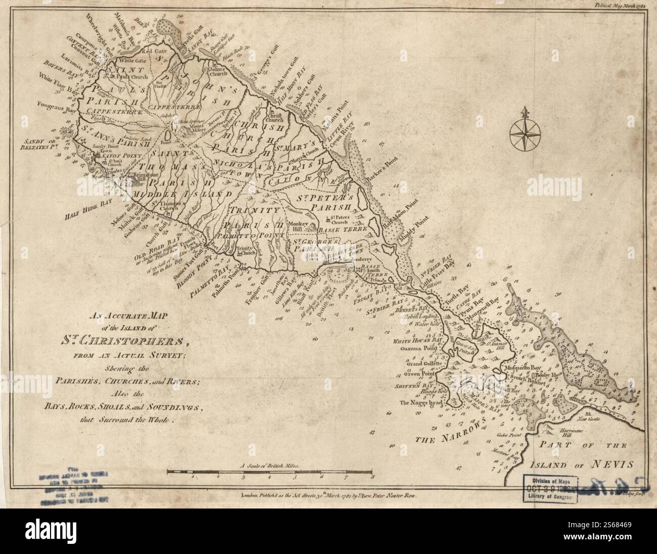 An accurate map of the island of St. Christophers from an acutal survey ...