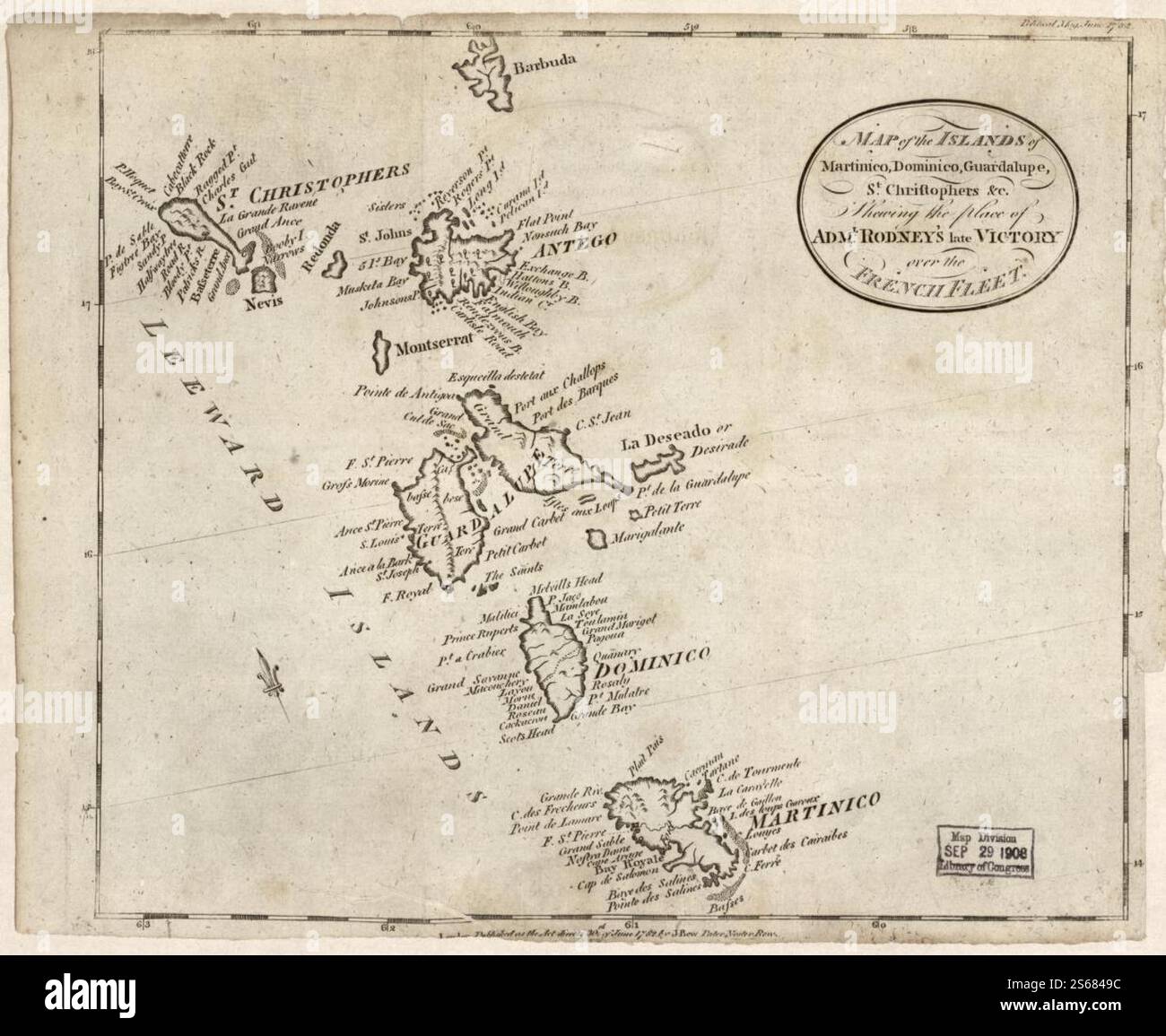 Map of the islands of Martinico, Dominico, Guardalupe, St. Christophers ...