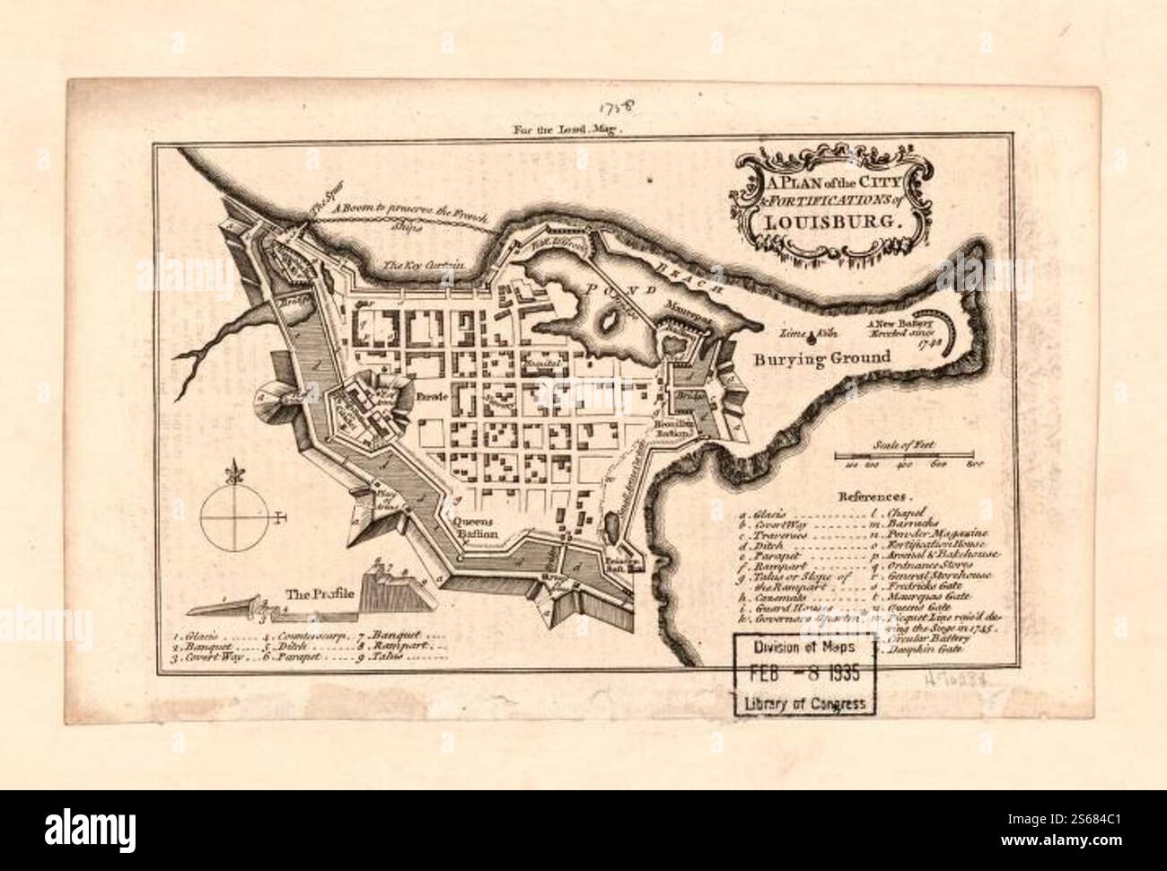 A plan of the city & fortifications of Louisburg. 1758 Stock Photo - Alamy
