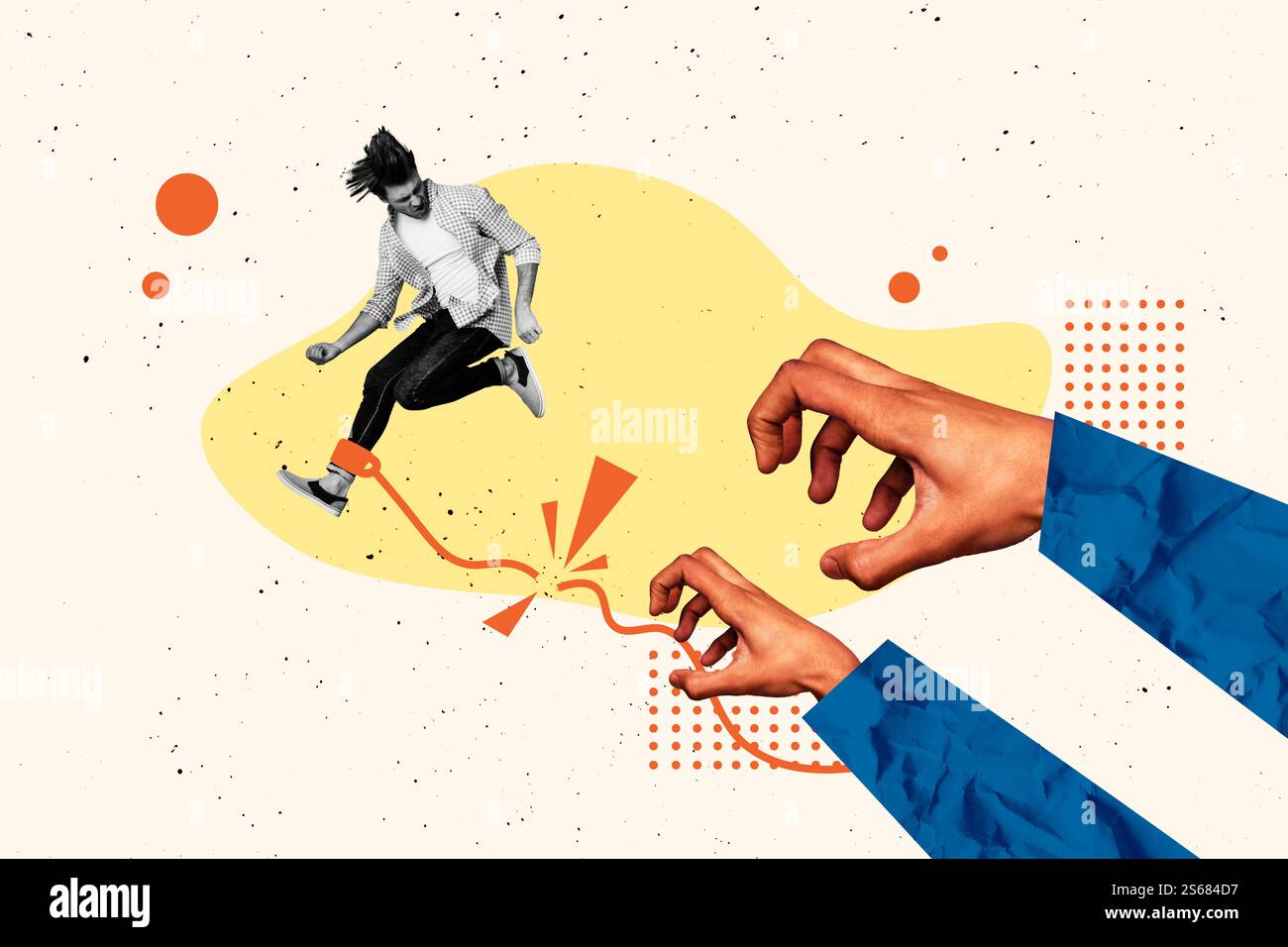 3d sketch poster trend collage image of scared man run handcuffs hands ...