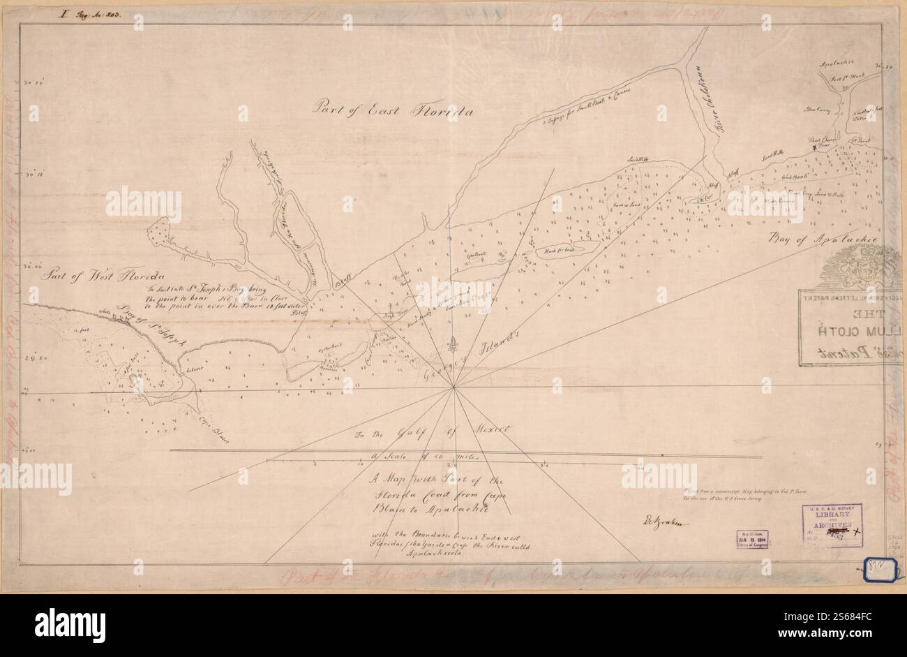 A map with part of the Florida coast from Cape Blaise to Apalachie ...