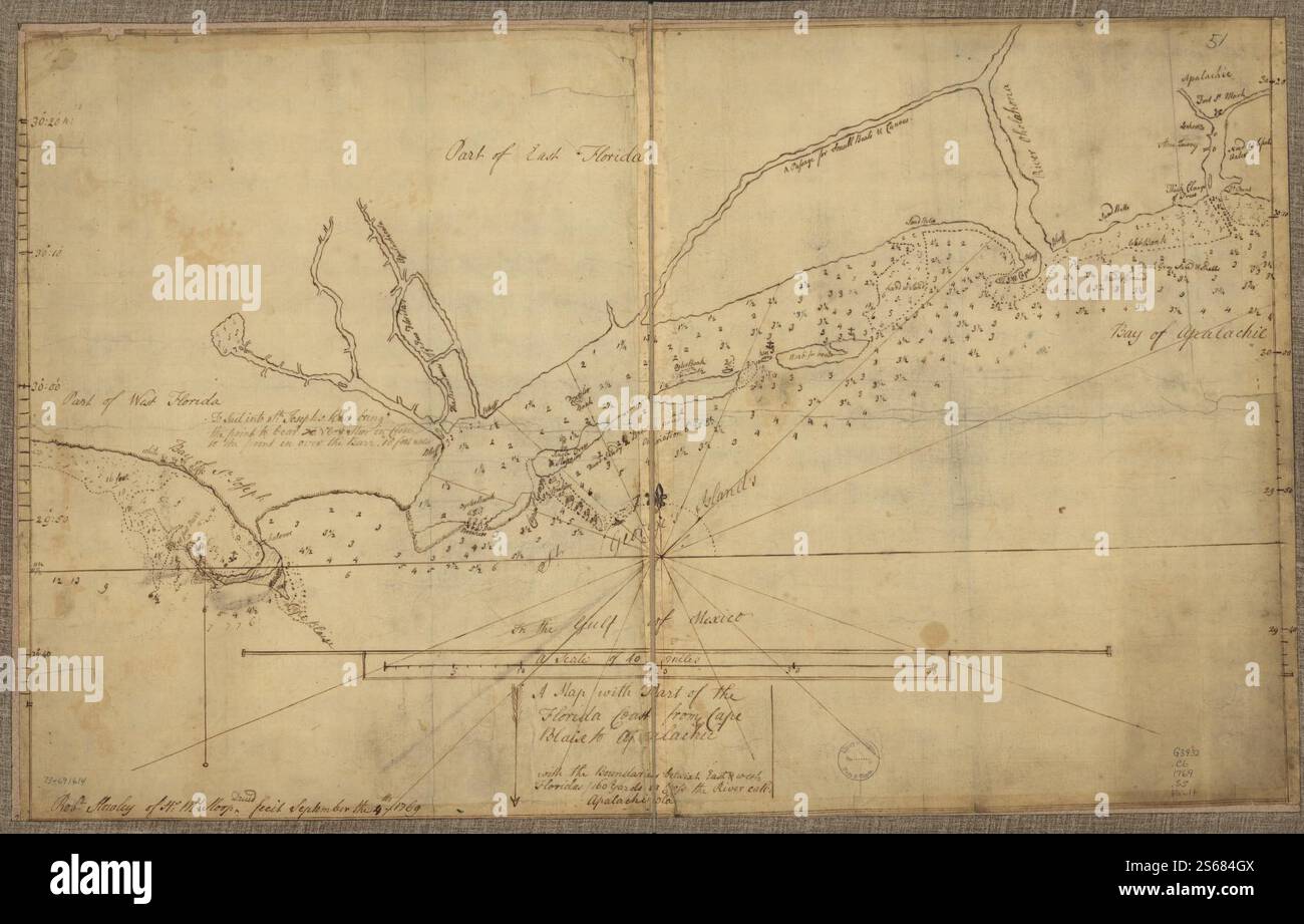 A map with part of the Florida coast from Cape Blaise to Apalachie ...