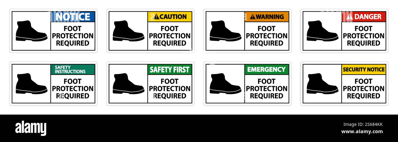 Foot Protection Required Wall Symbol Sign Isolate on transparent ...