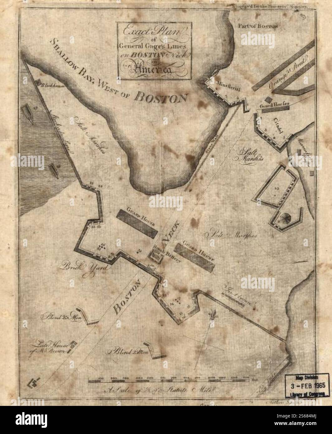 Exact plan of General Gage's lines on Boston Neck in America. 1775 by ...
