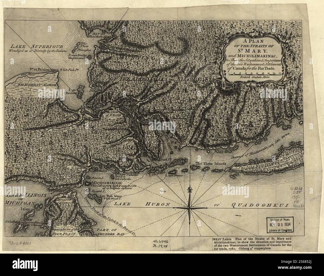 A Plan of the Straits of St. Mary, and Michilimakinac, to shew the ...