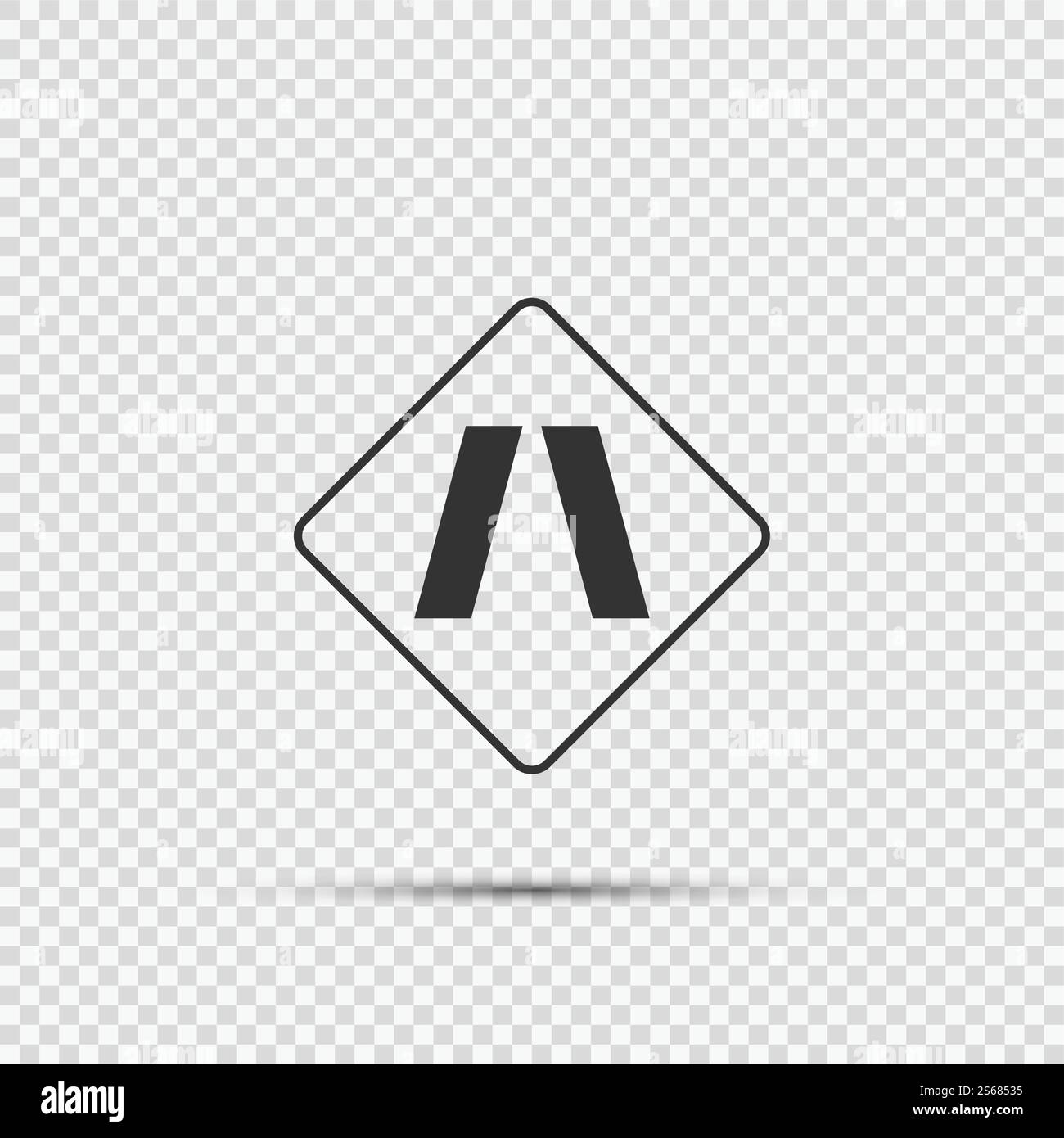 Approaching narrow bridge sign on transparent background,vector ...