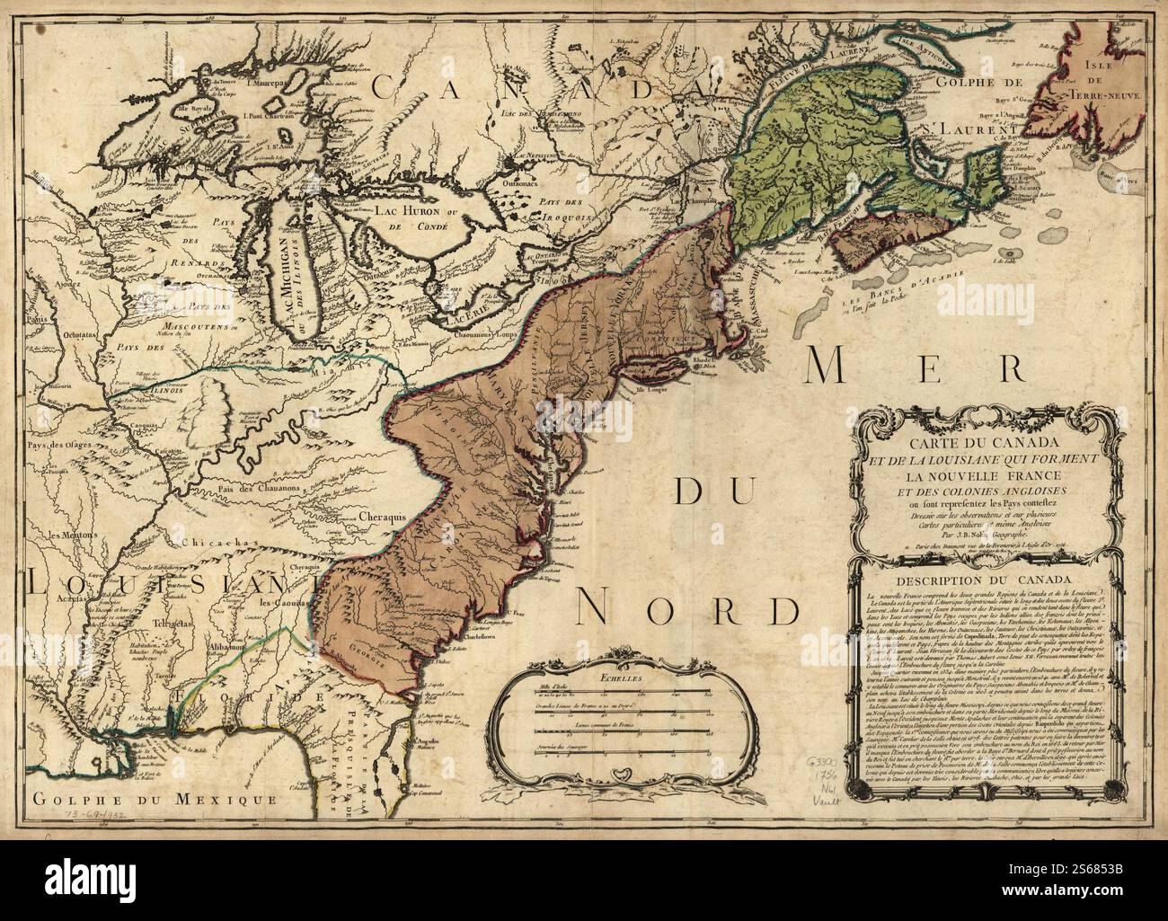 Carte du Canada et de la Louisiane qui forment la Nouvelle France et ...