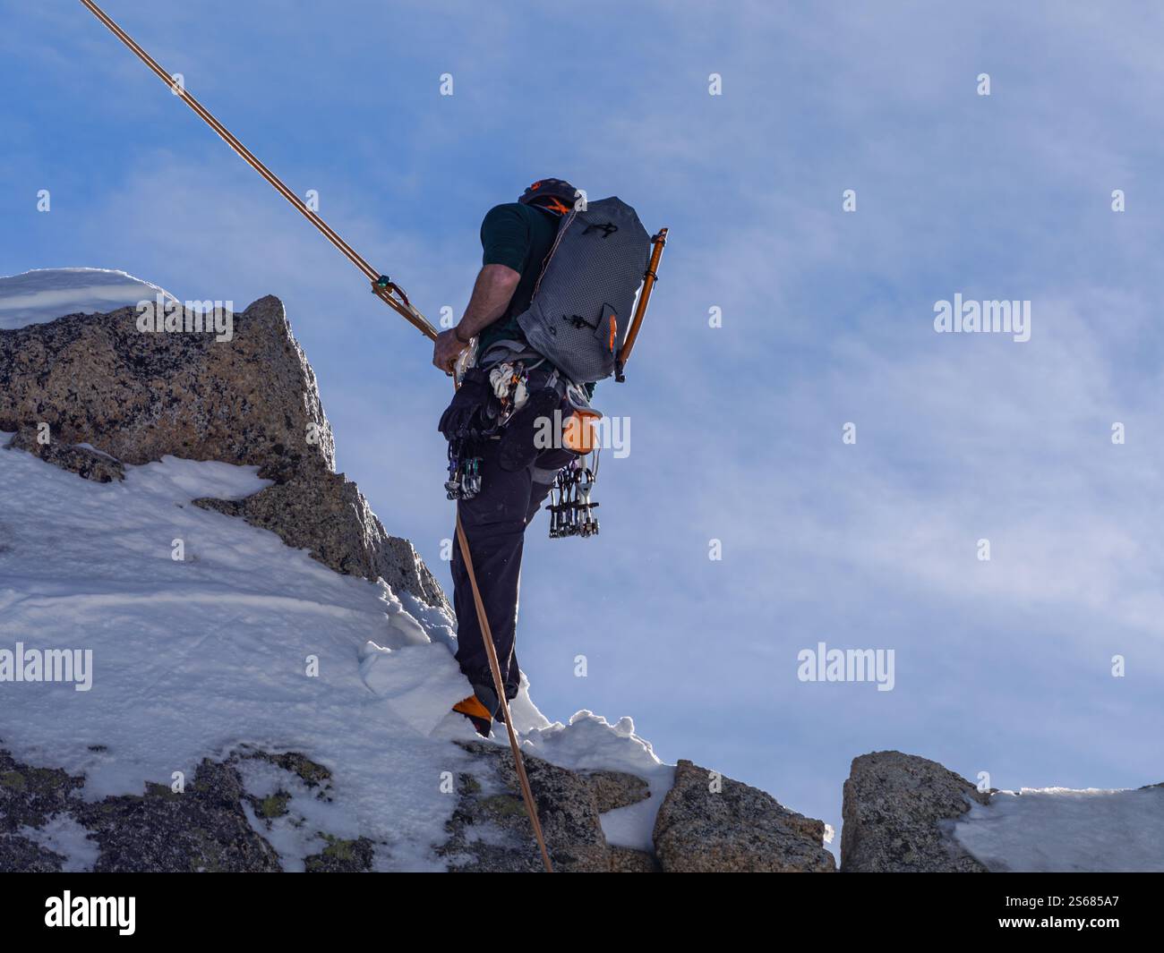 Adrenaline Rush on Aiguille du Midi – Climber Descends a Steep Rock ...