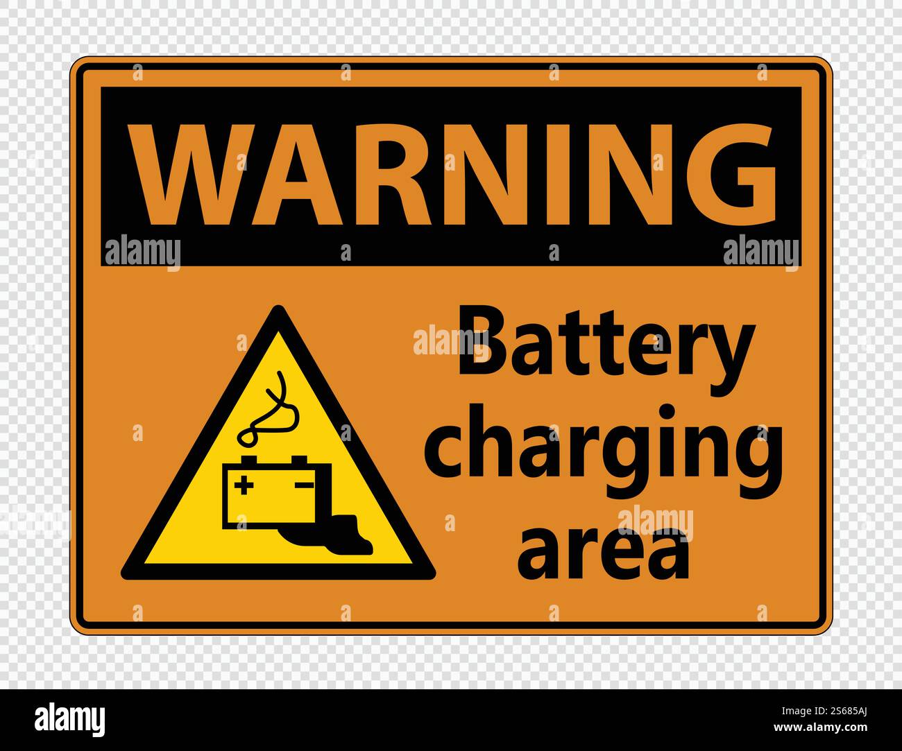 Warning battery charging area Sign on transparent background,vector ...
