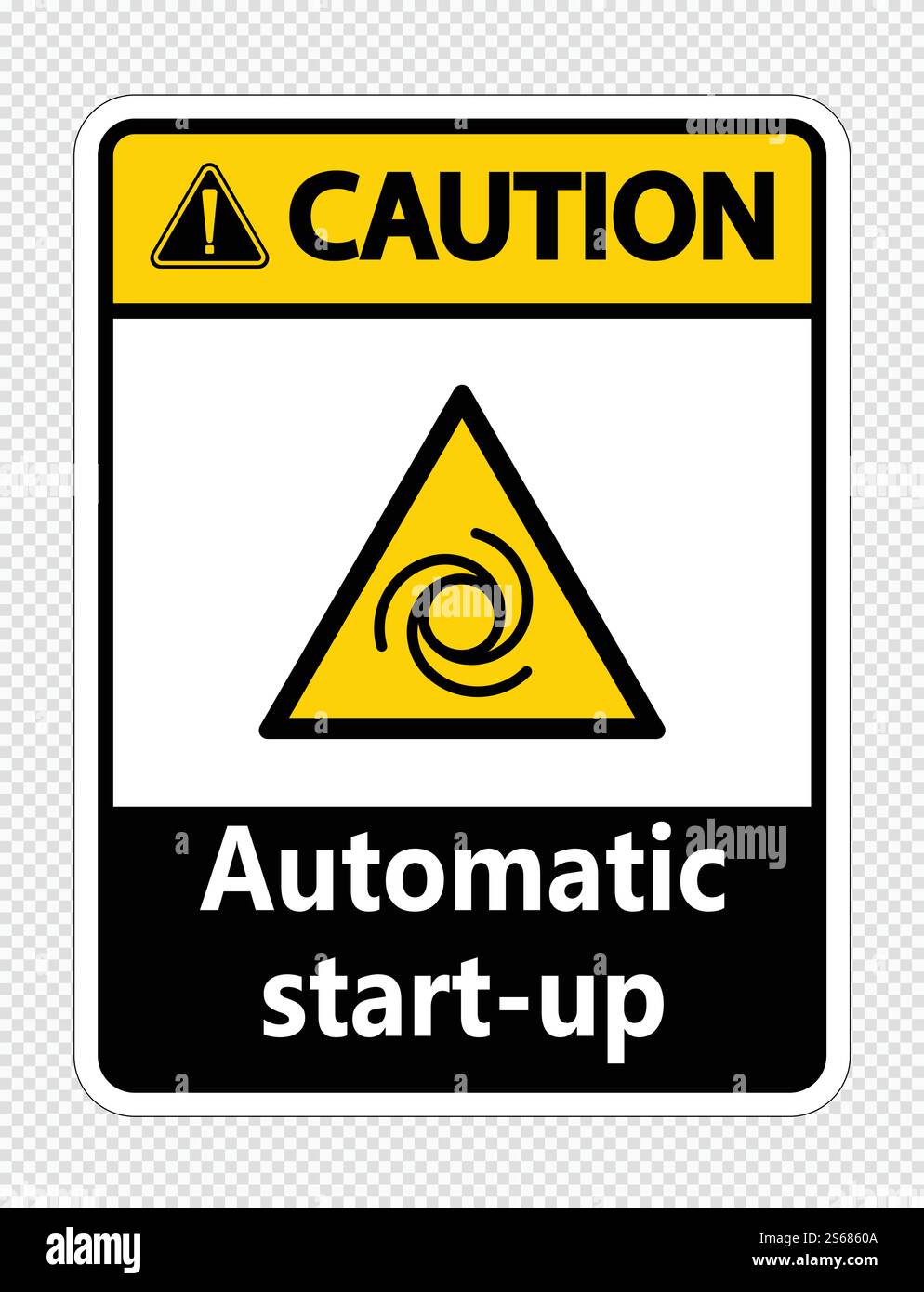 Caution automatic start-up sign on transparent background,vector ...