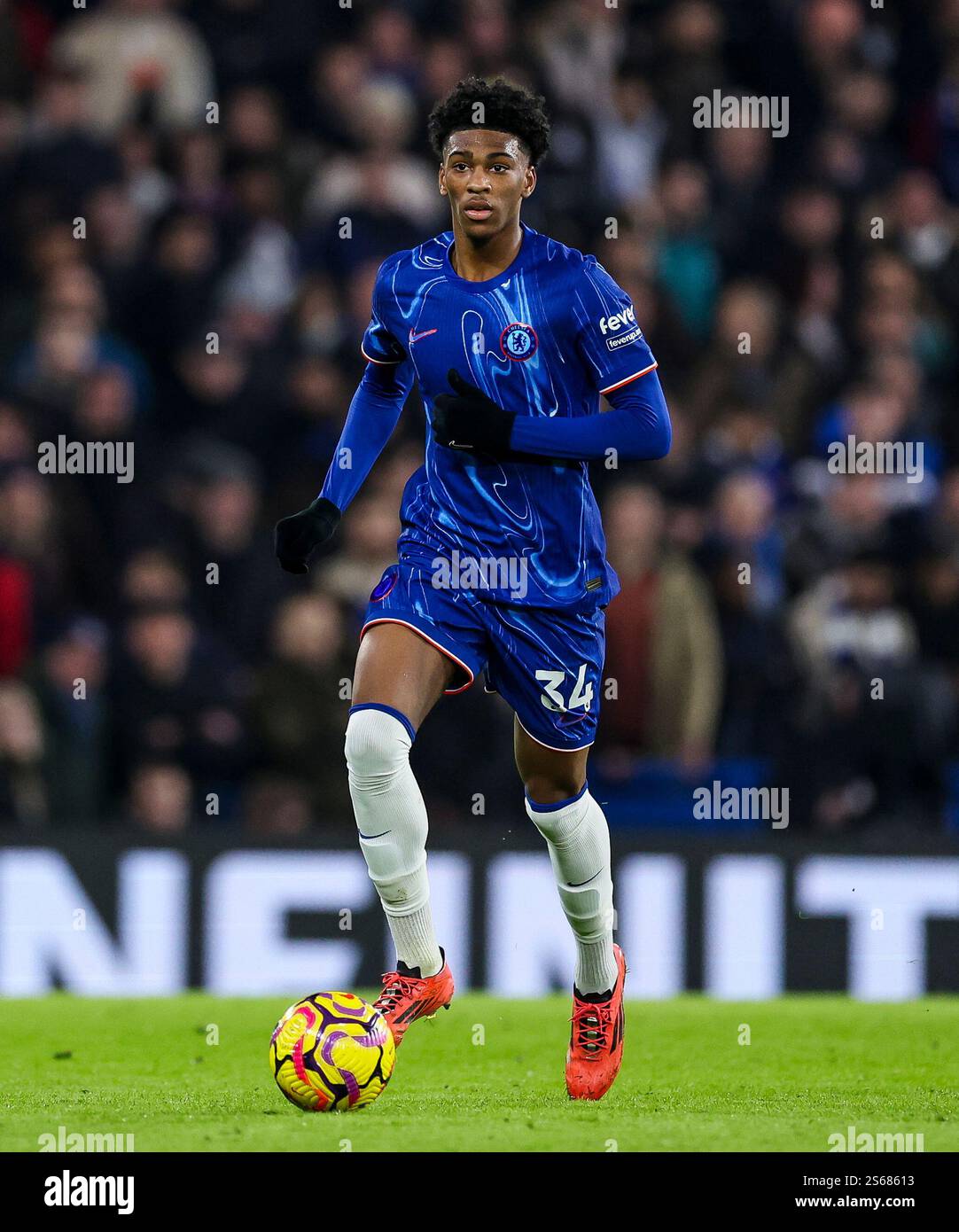 Chelsea's Josh Acheampong during the Premier League match at Stamford ...